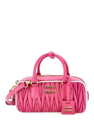 Miu Miu Arcadie Top Handle Satchel Matelassé Leather - Pink