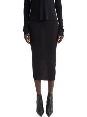 Rick Owens Ribbed Virgin Wool-blend Skirt - Black