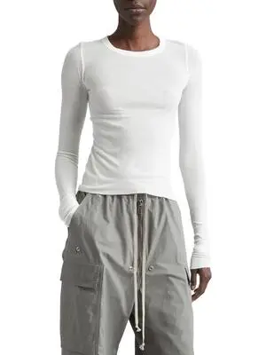 Rick Owens Crop Rib Long Sleeve T-shirt - Milk