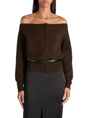 TOM FORD Off-the-shoulder Cashmere Cardigan - Chocolate Torte