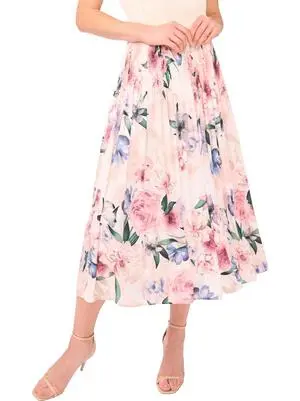 Ted Baker London Floral Pleated Midi Skirt - Vanilla Ice