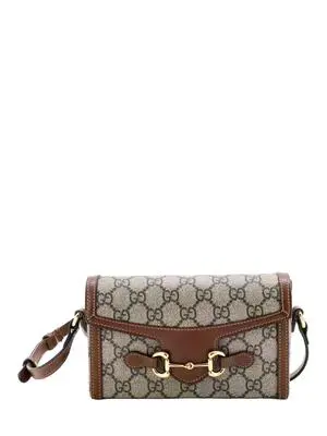Gucci Horsebit 1955 Flap Gg Coated Canvas Mini Crossbody Bag - Brown