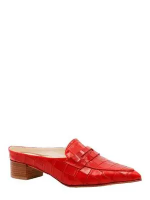 AMALFI BY RANGONI Adepto Croc Embossed Mule - Rosso Cocco Bengali