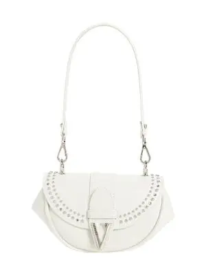 Versace Virtus Stud Embellished Leather Shoulder Bag - Porcelain White-pall