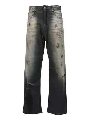 We11Done Dirty-washed Straight-leg Jeans - Grey