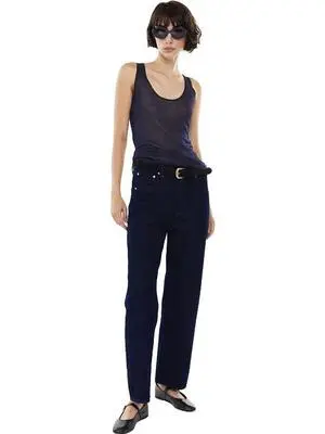 MOTHER OF ALL Moa High Waist Straight Leg Denim - Dark Denim