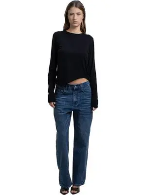 MOTHER OF ALL Moa Mid-waist Wide-leg Jeans - Dark Denim