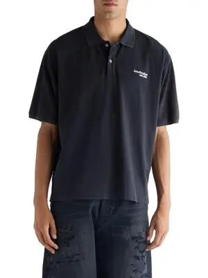 Acne Studios Egnes Logo Cotton Piqué Polo - Black
