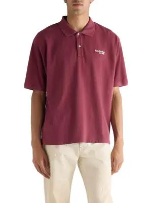 Acne Studios Egnes Logo Cotton Piqué Polo - Maroon Red