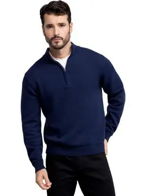 JACK ARCHER Quarter-zip Cotton Sweater - Navy