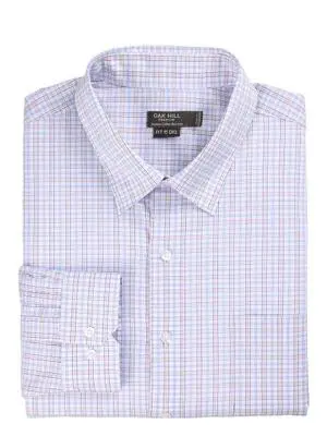 OAK HILL PREMIUM BY DXL Big & Tall Wrinkle-resistant Grid Patterned Dress Shirt - Pink
