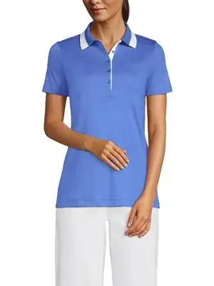 LANDS' END Supima Cotton Polo Shirt Crisp Blue/white