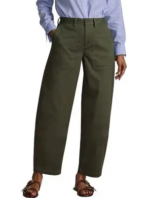LANDS' END High Rise Barrel Leg Chino Pants - Forest Moss