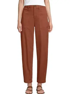 LANDS' END High Rise Barrel Leg Chino Pants - Rich Ginger Brown