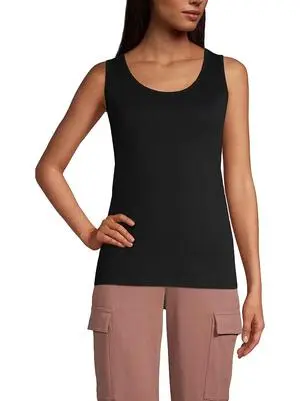 LANDS' END Cotton Tank Top Black