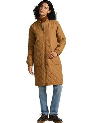 LANDS' END FeatherFree Insulated Bomber Coat Canyon Camel