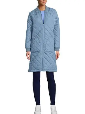 LANDS' END FeatherFree Insulated Bomber Coat Soft Peacock