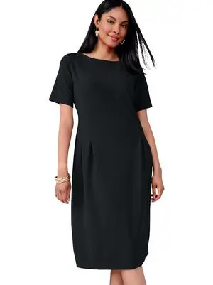 JESSICA LONDON Crepe Fit And Flare Dress - Black