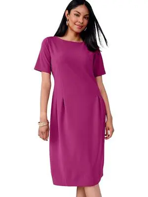 JESSICA LONDON Crepe Fit And Flare Dress - Raspberry