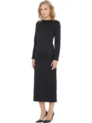 GIZIA Maxi Dress With Neckline Trim - Black