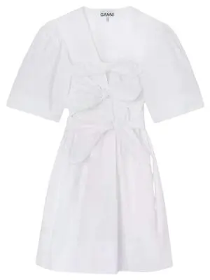 GANNI Bow-detailed Dress - White