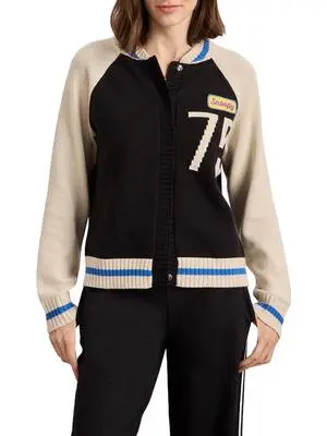 Sanctuary 75 Snap-up Varsity Cardigan - Black/chalk