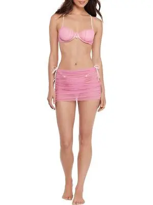 Steve Madden Ruched Mesh Cover-up Skirt - Orchid