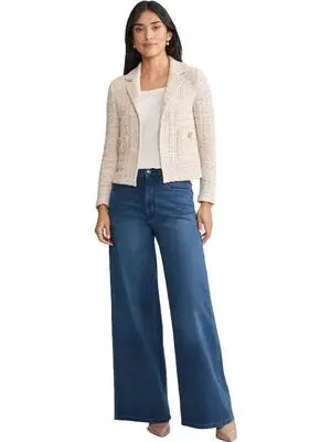 Misook Melange Tweed Knit Heritage Jacket - Fresh Mint/biscotti