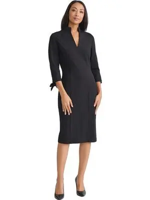Misook Luxestretch Ponte Tie Sleeve Sheath Dress - Black