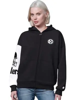 STARTER Pittsburgh Steelers 4th Down Full-zip Hoodie - Black