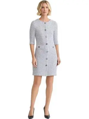 Misook Tweed Knit Sheath Dress - Black/white