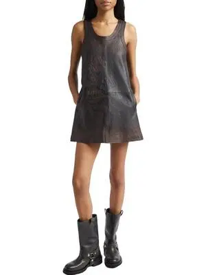 GOLDEN GOOSE Journey Patsy Appliqué Leather Minidress - Port Royale