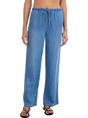 Bella Dahl Pull-on Wide Leg Chambray Pants - Indigo Harbor Wash
