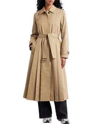DAMSON MADDER Sofia Pleated Belted Trench Coat - Stone