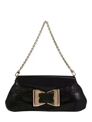 Gucci 1990s-2000s Queen Chain Leather Shoulder Bag - Black