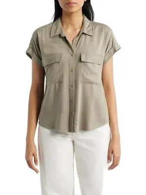 BEACHLUNCHLOUNGE Kia Short Sleeve Button-up Shirt - Olivine