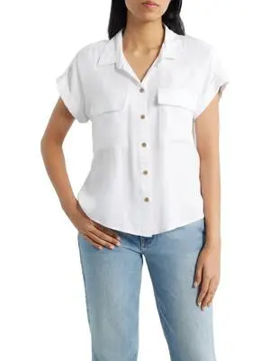 BEACHLUNCHLOUNGE Kia Short Sleeve Button-up Shirt - White