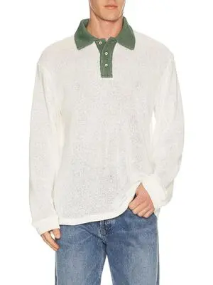 PALMES Knitted Rugby Shirt In White - Off White