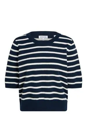 Veronica Beard Shana Striped Cashmere Sweater - Navy