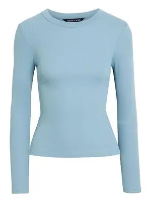 Veronica Beard Pruitt Ribbed Pima Cotton-blend Top - Sky Blue
