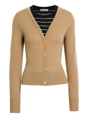 Veronica Beard Enza Striped Wool Sweater - Sand