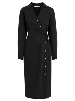Veronica Beard Wright Wrap-effect Crepe Midi Shirt Dress - Black