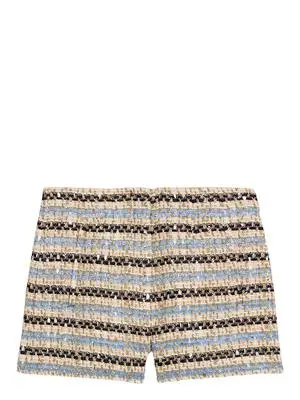 Veronica Beard Jazmin Metallic Striped Tweed Shorts - Beige