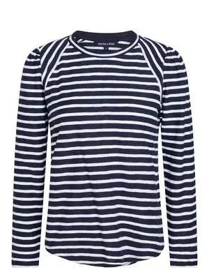 Veronica Beard Striped Pima Cotton Top - Navy