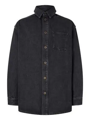 Loewe Anagram Logo-embroidered Denim Overshirt - Black