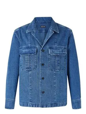 TOM FORD Herringbone Denim Overshirt - Blue