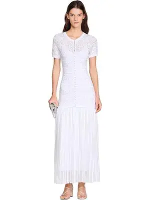 Sandro Beaded Knit Maxi Dress - White