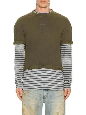 We11Done Layered Striped T-shirt - Grey