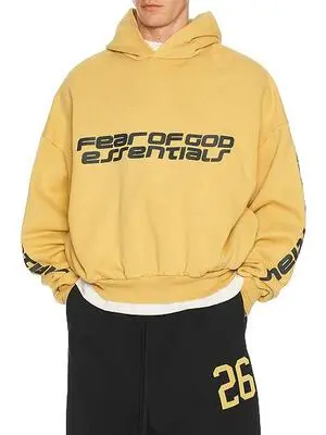 Fear Of God Cropped Relaxed Hoodie With Logo Detail - Canyon