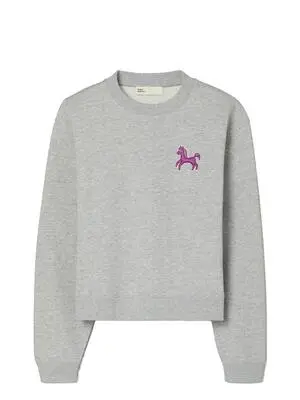 Tory Burch French Terry Pony Sweatshirt - Gray/magenta